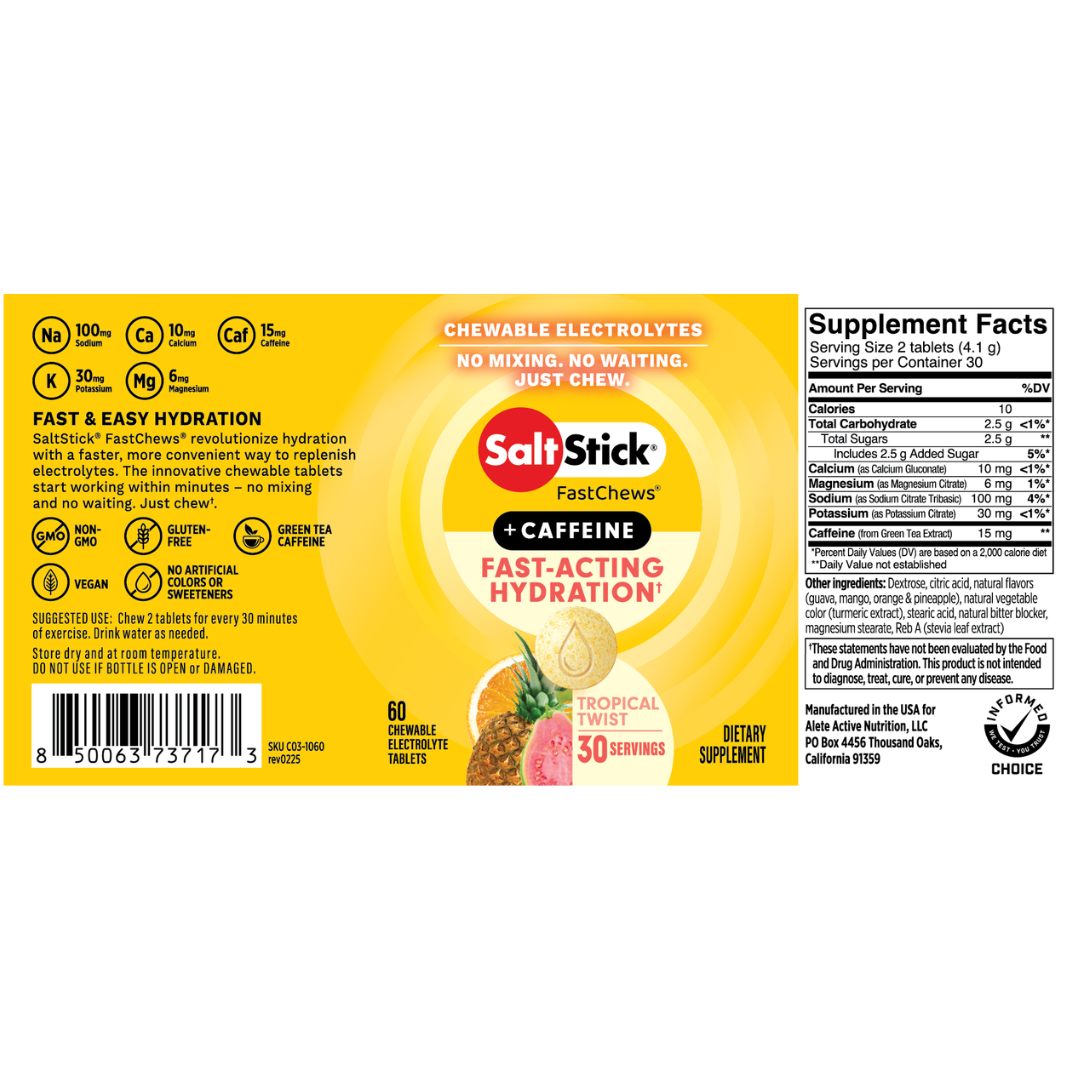 SaltStick FastChews+ Tropical Twist Caffeine – The Fuel Place